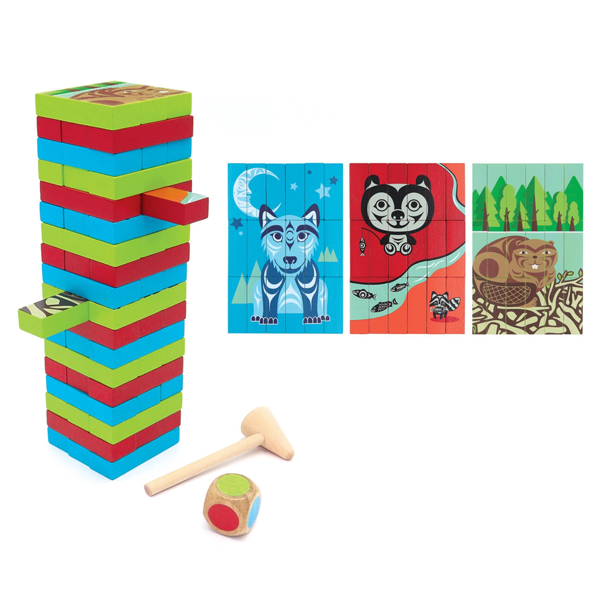 Multi Game Wood Block Set Contemporary Indigenous Design Made By Humans